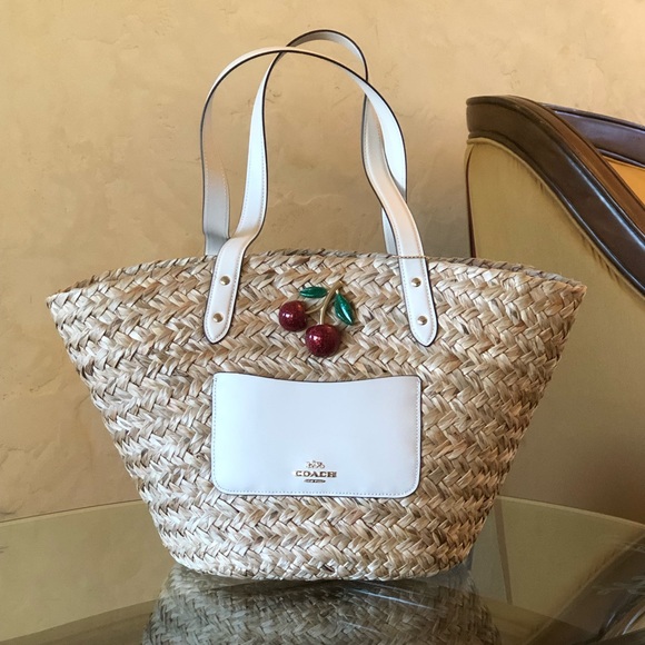 Coach | Bags | Nwt Coach Apple Straw Tote Handbag | Poshmark
